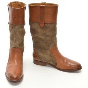 Pane Tulipani | Shoes | Pane Tulipani Brown Leather Canvas Riding Boots ...